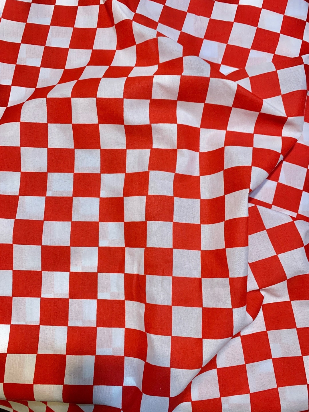 Checker Fabric. Colors White and Red, White and Black, Width 59 Inches ...