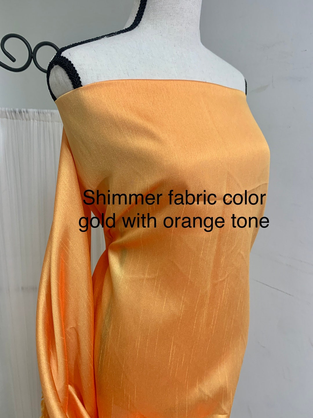 Gold Shimmer Fabric Two Tone Threads in Yellow and Orange, Creating an ...