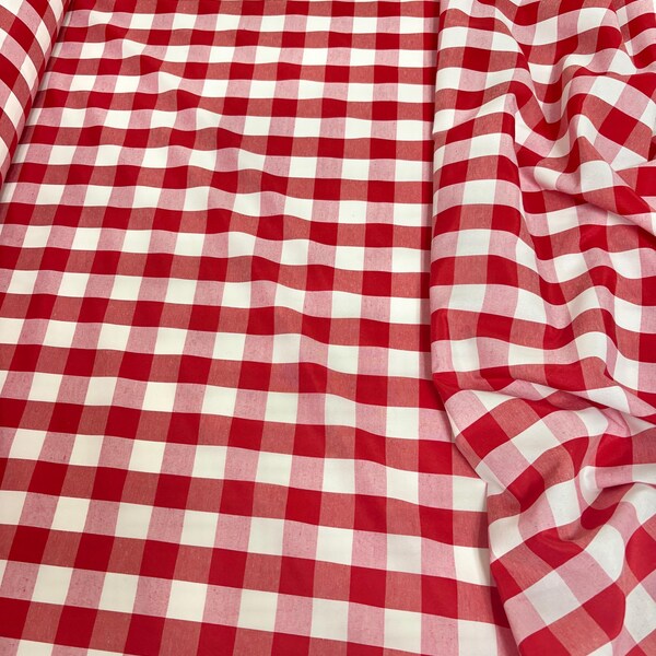 Red Gingham Fabric - Etsy