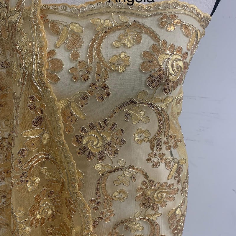 Gold Lace Fabric - Etsy
