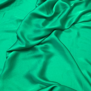 Silky Dull Soft Satin Fabric, Color Emerald Width 59/60 Inches 100% ...
