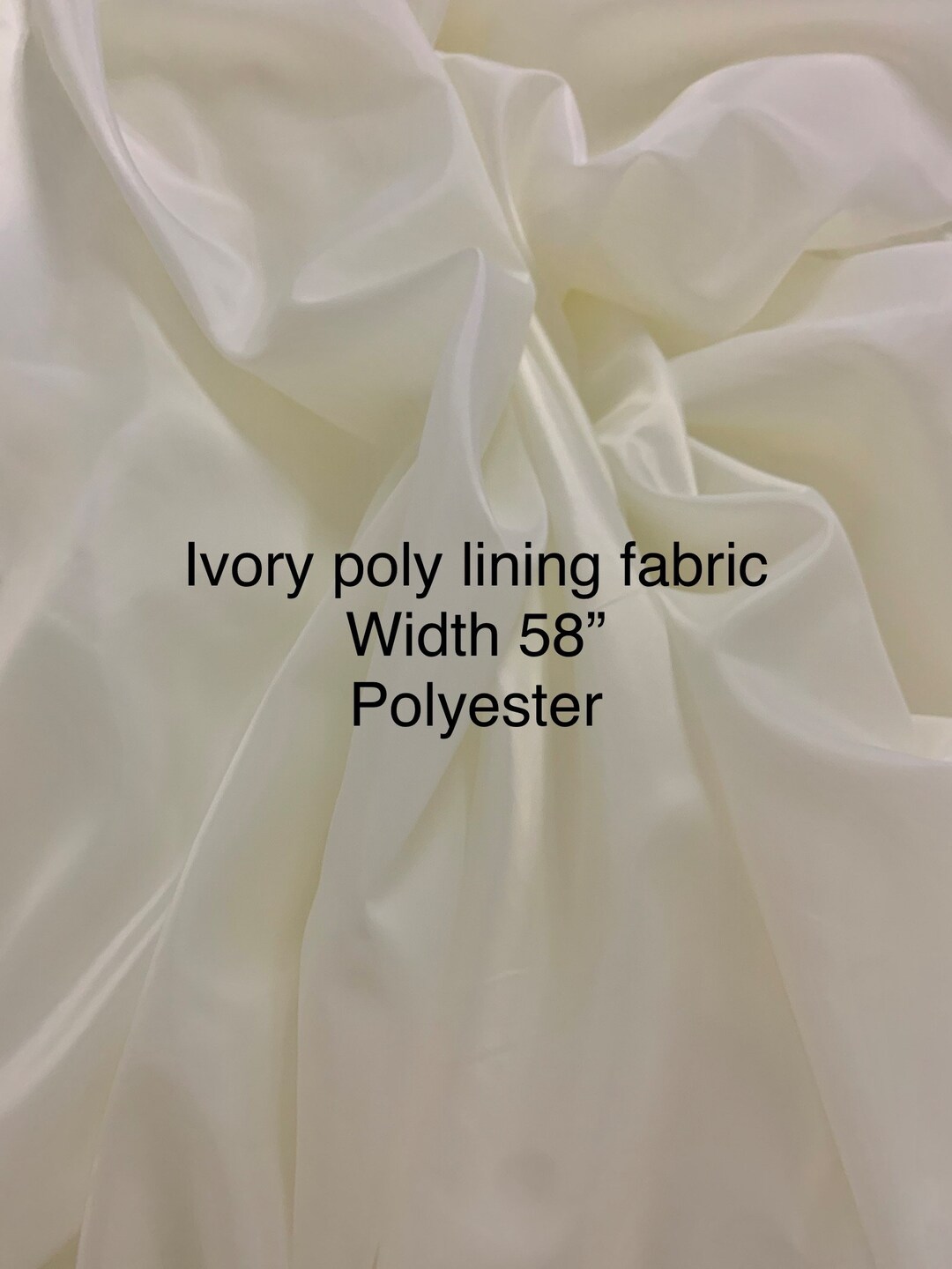 Ivory Poly Lining Fabric, 100% Polyester, Width 59". Small Free Sample ...