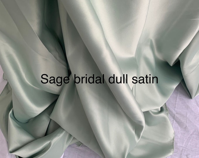 1 Piece 3 Yards Sage Bridal Satin Fabric, Width 58, Polyester, Dull ...