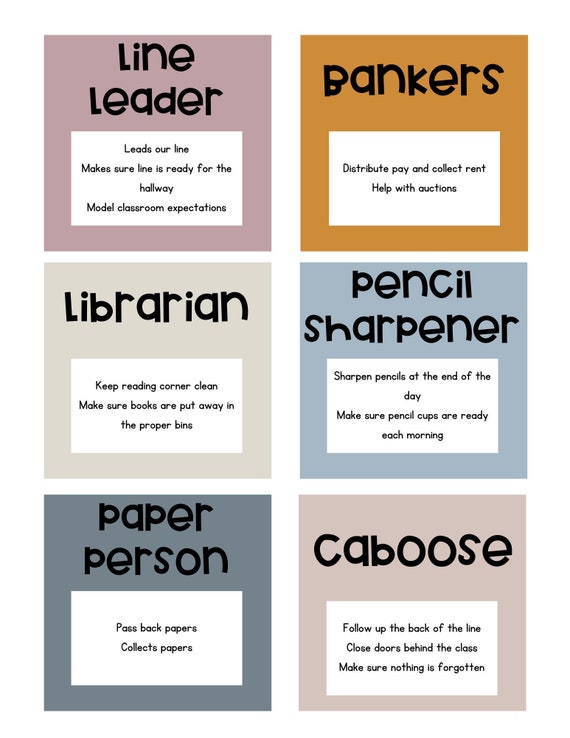 Classroom Jobs Bulletin Board Display NO HEADER - Etsy