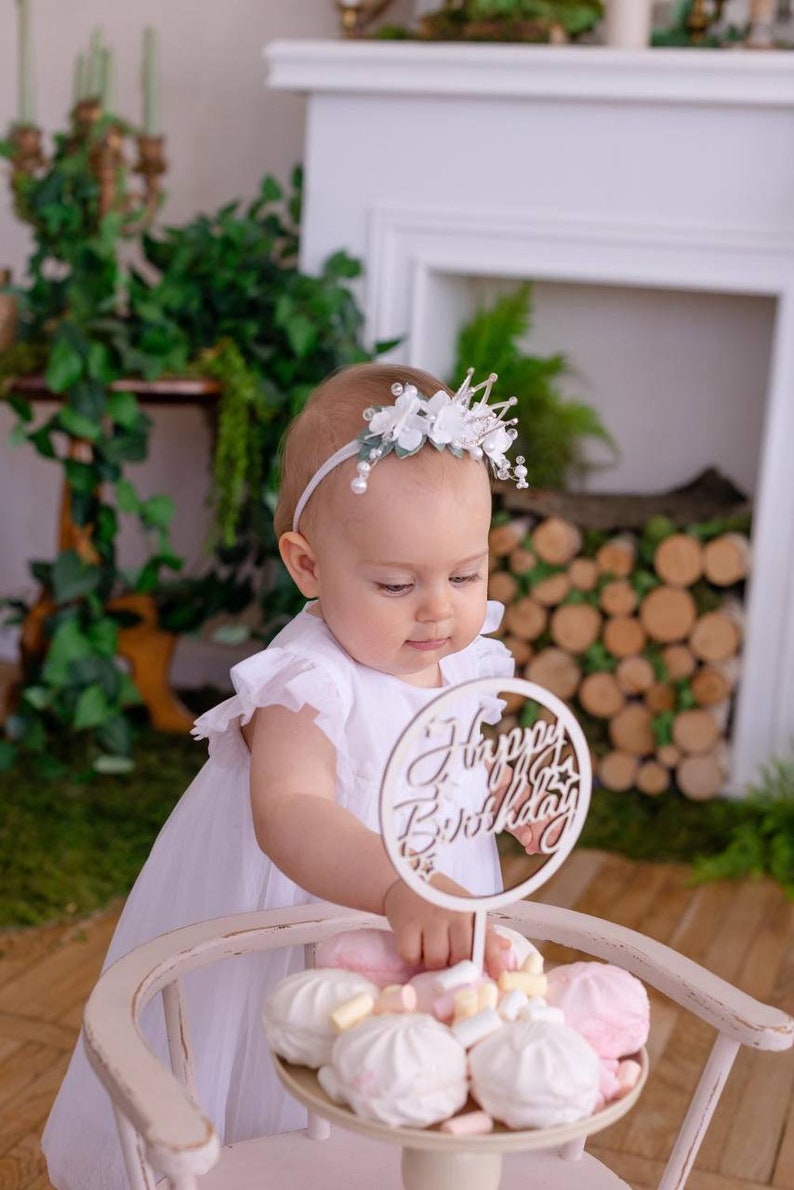 First Birthday Flower Crown | 1st Birthday Crown Party Hat | Baby Girl ...