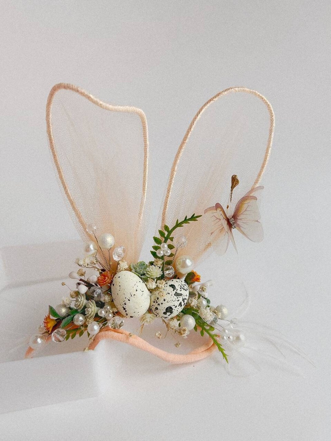 Pink Lamb's Ear Newborn Infant Bunny Rabbit Ears Pastel Greenery Flower ...
