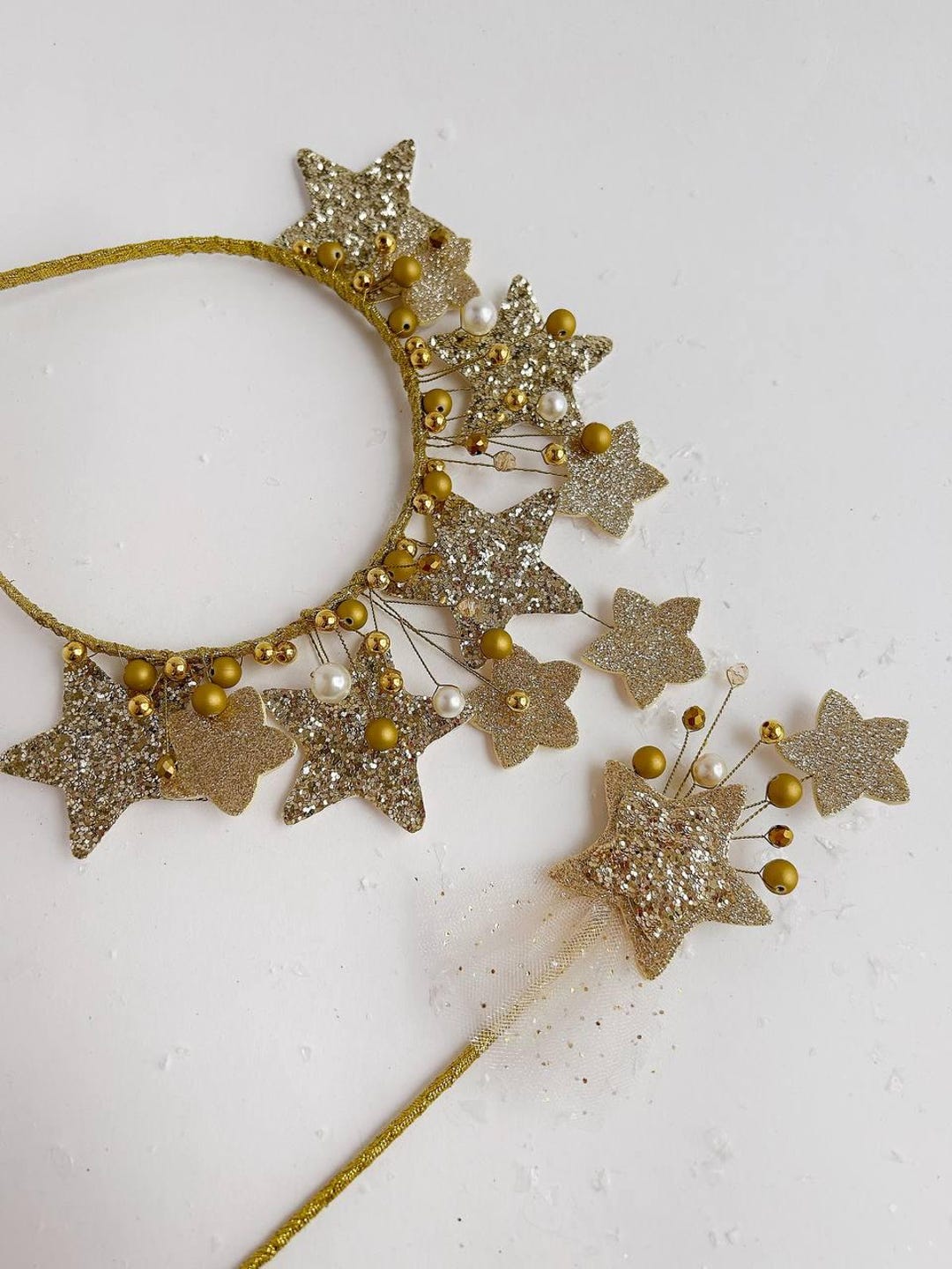 Star Headband,star Hair Accessory,sparkly Gold Headband,beaded Star ...