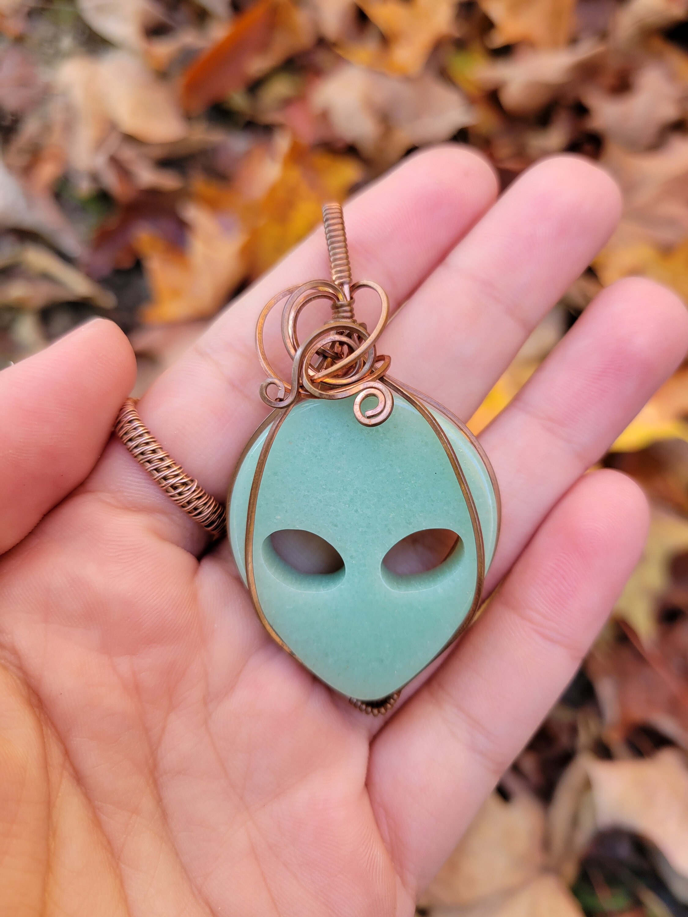 Alien Carving Pendant, Multiple Options, Green Adventurine, Rose Quartz ...