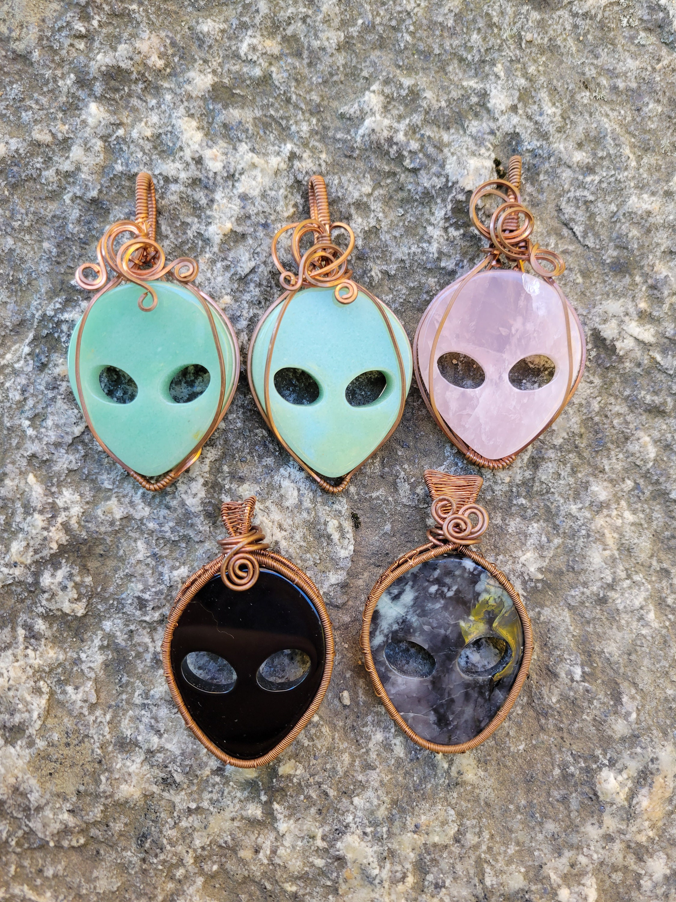 Alien Carving Pendant Multiple Options Green Adventurine - Etsy