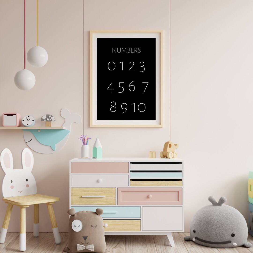 Black and White Numbers Art Wall Decor Digital Print Digital Download ...