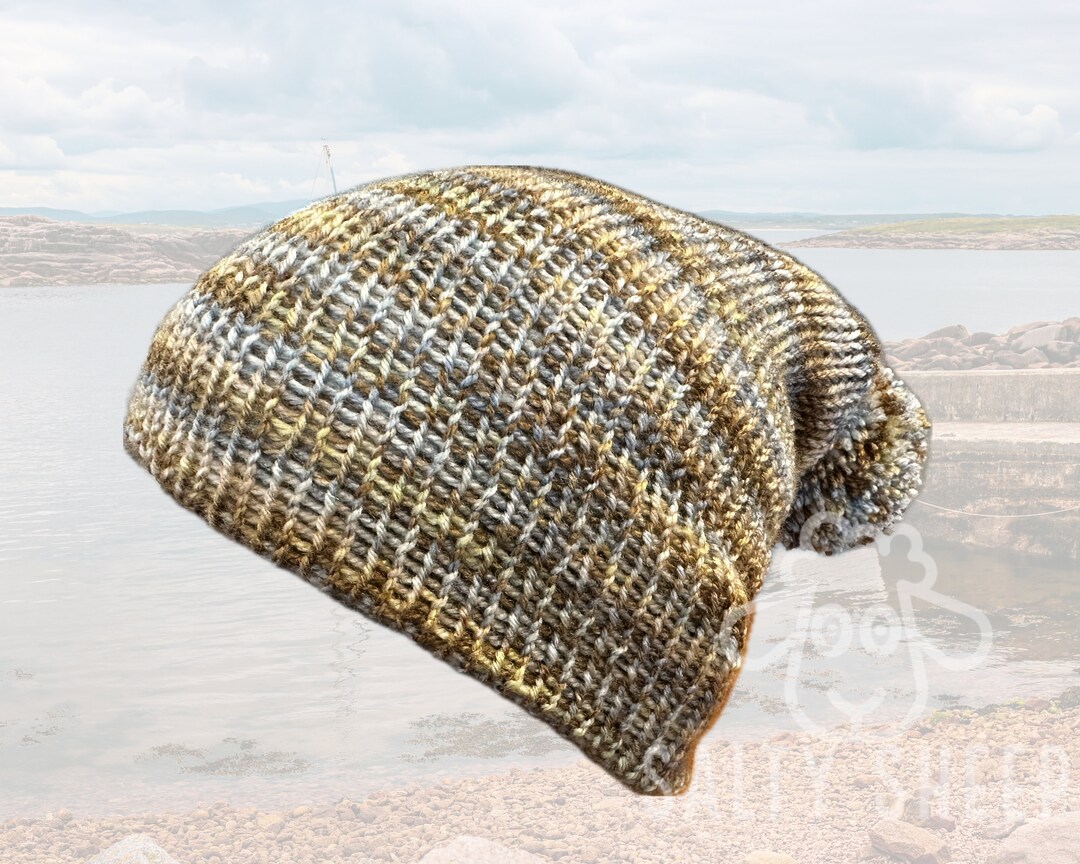 Wooly Slouch Bobble Beanie 'winter Shore' Irish Made Wool Beanie Hat ...
