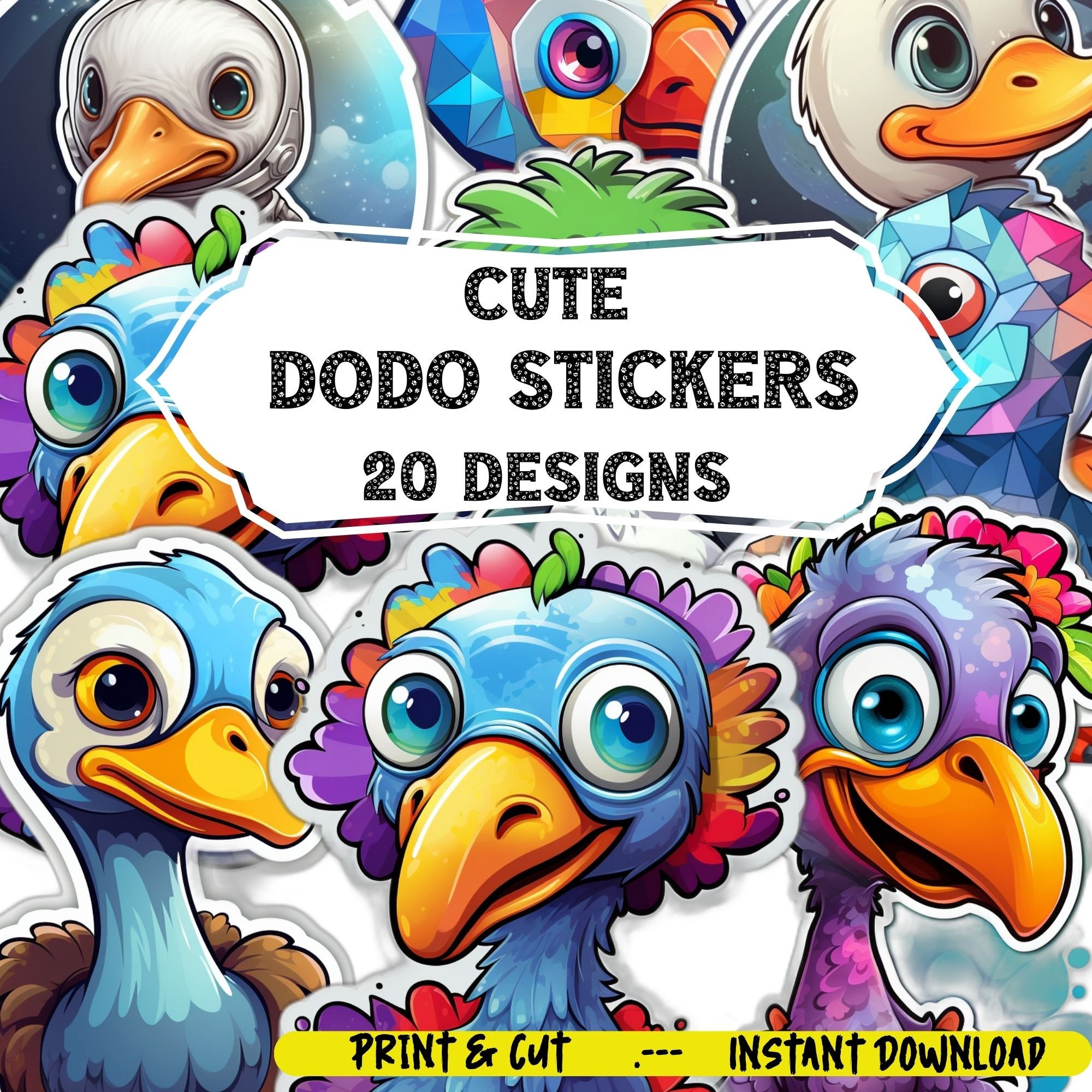 20 Cute Dodo Sticker PNG Sticker Png Set Print and Cut - Etsy