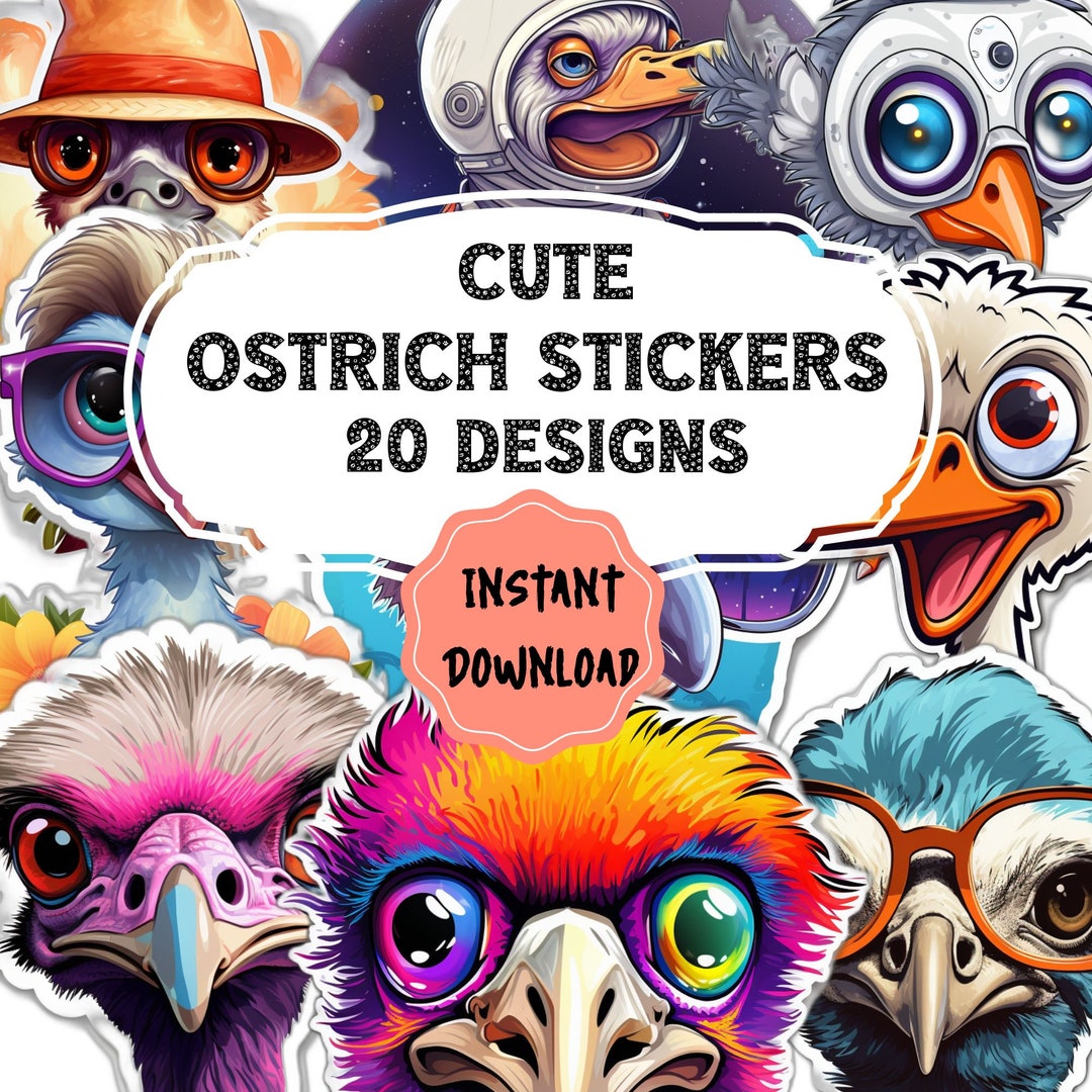 20 Cute Ostrich Stickers High Quality Images Printable - Etsy