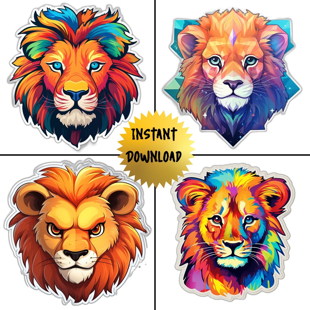 20 Cute Lion Stickers Digital Download Image High Quality - Etsy