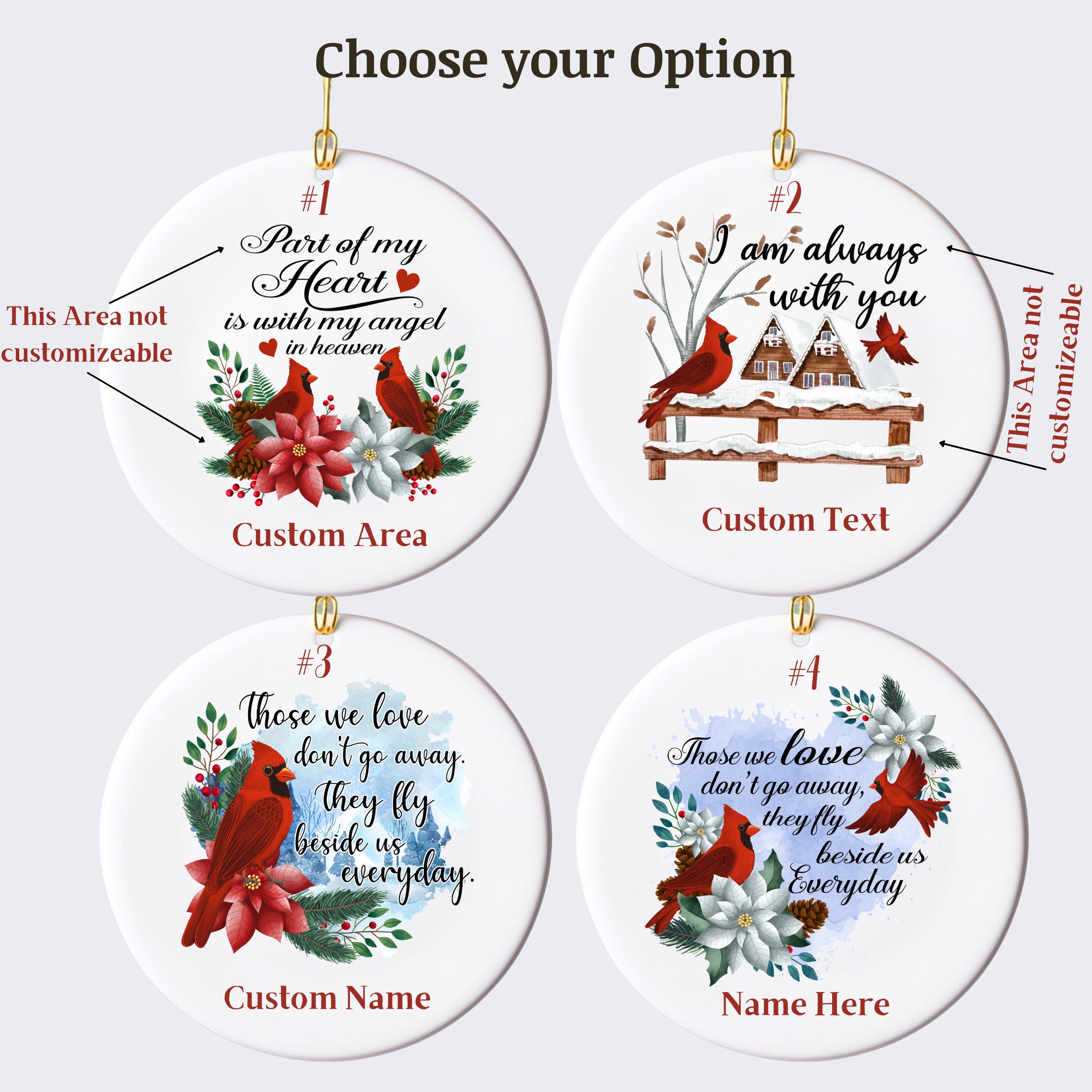 Cardinal Memorial Ornament, Personalized, Cardinal Christmas Ornament ...