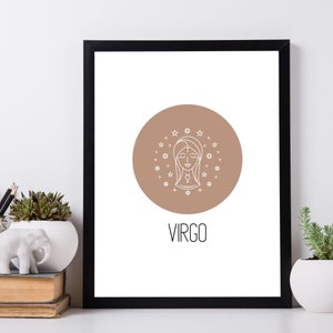 Virgo Zodiac Wall Art Set of 3, Virgo Zodiac Print, Minimalist Wall Art ...