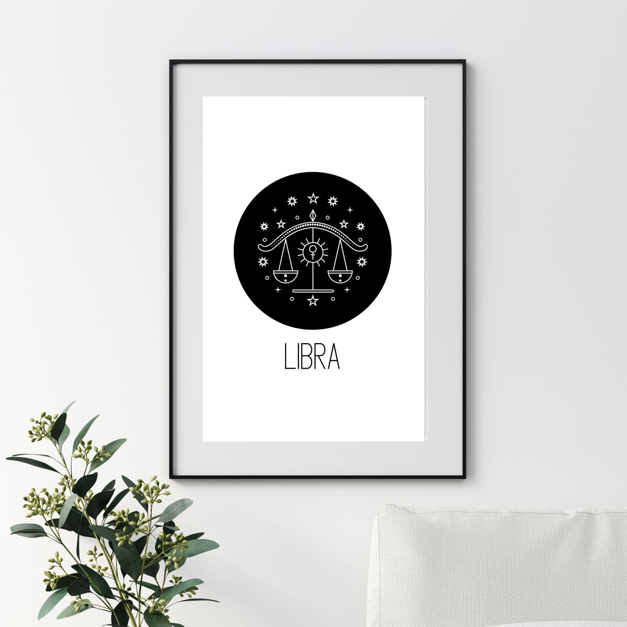 Libra Zodiac Wall Art Set of 3, Libra Zodiac Print, Minimalist Wall Art ...