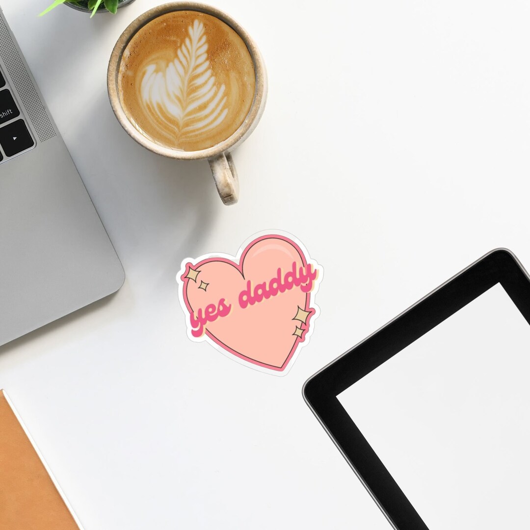 Yes Daddy Retro Heart Die Cut Sticker, Kindle Sticker, Journal Sticker ...