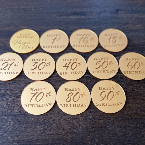 Happy Birthday Acrylic Disc Cake Topper - Etsy