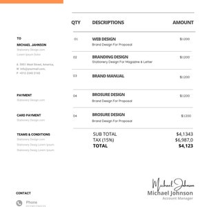 Invoice Canva Editable Template - Etsy