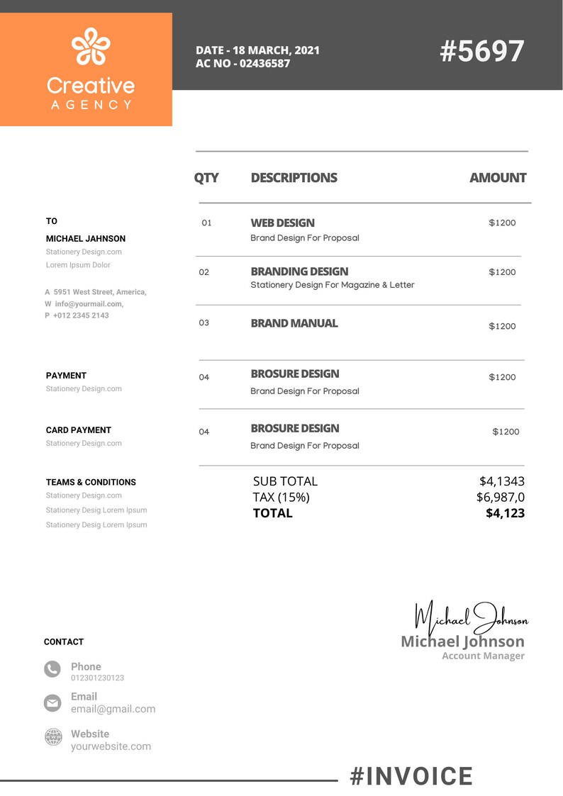 Invoice Canva Editable Template - Etsy