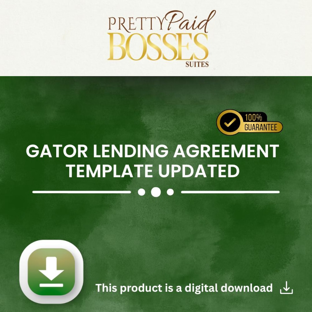 Gator Lending Agreement Template Updated | Editable Loan Contract | for ...
