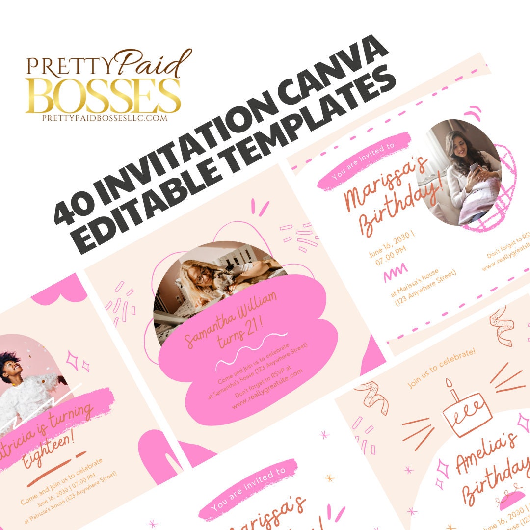 40 Invitation Canva Editable Templates - Etsy