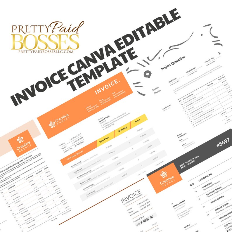 Invoice Canva Editable Template - Etsy