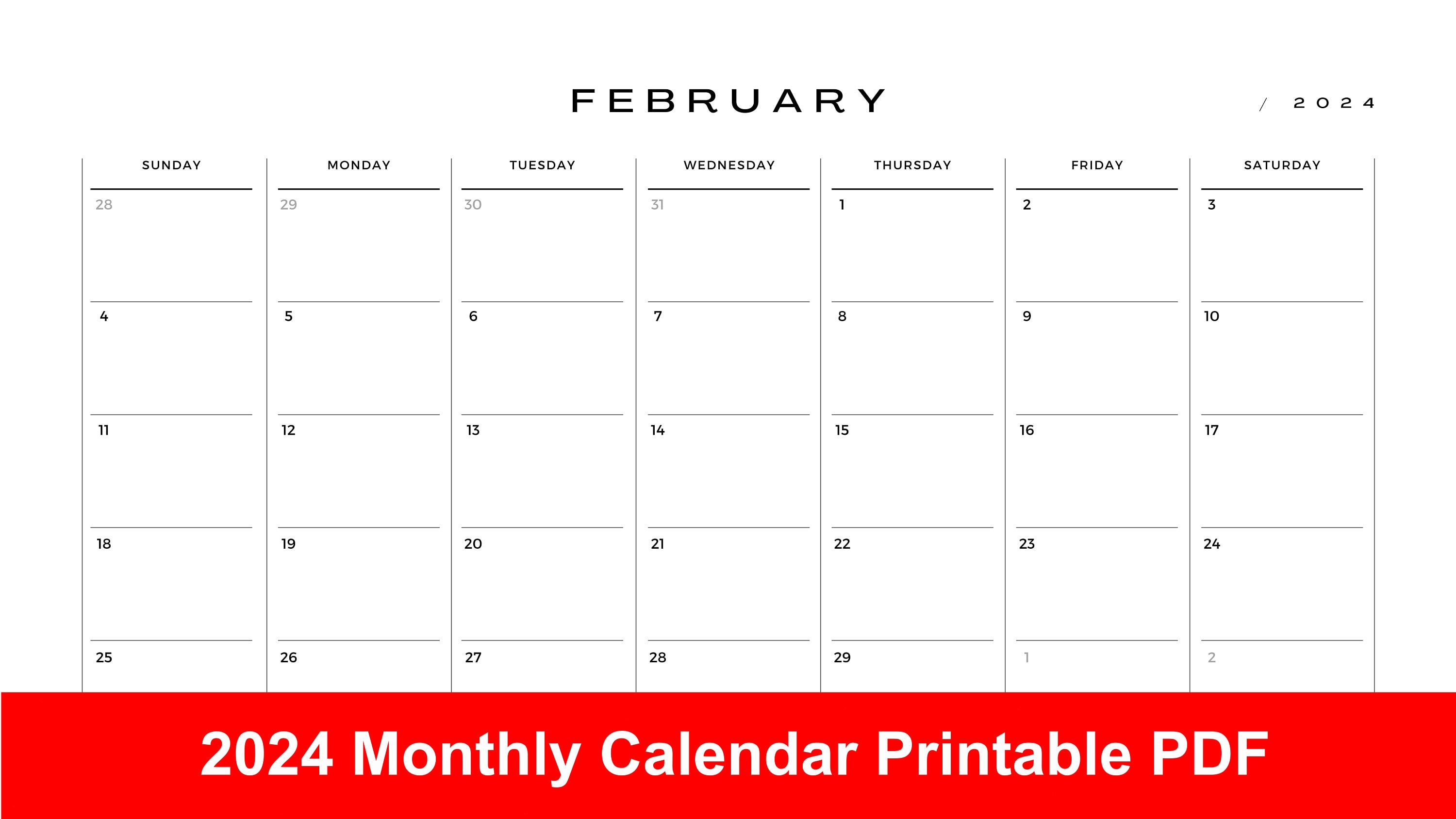 2024 Monthly Calendar Printable PDF I All 12 Months Included I Print ...