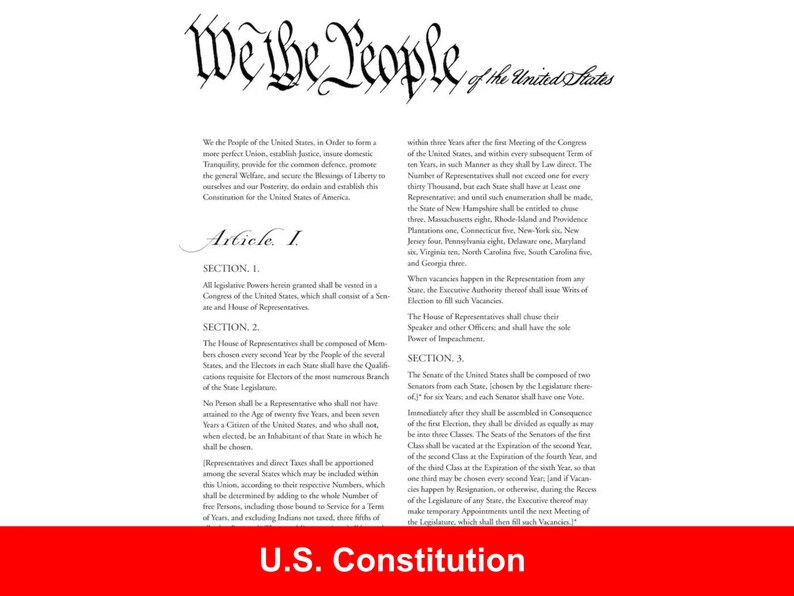 US Constitution PDF Printable Text Instant Digital Download I We the ...
