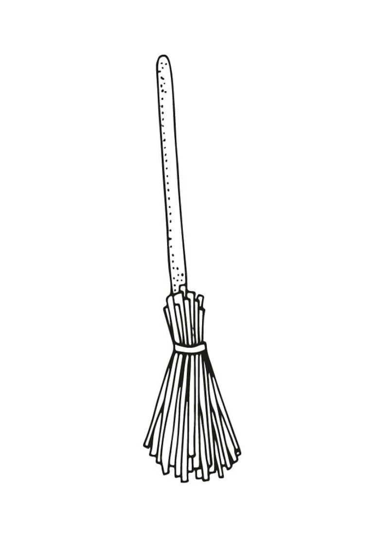 Witches Broom Coloring Page - Etsy