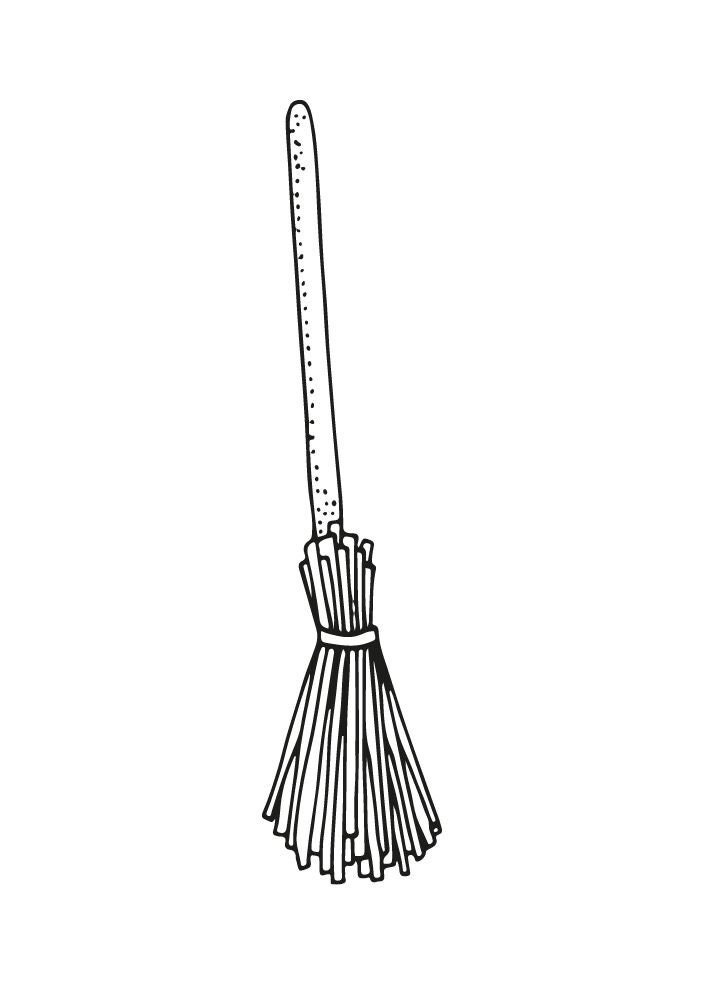 Witches Broom Coloring Page - Etsy