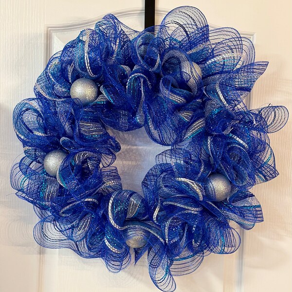 Blue Christmas Wreath - Etsy