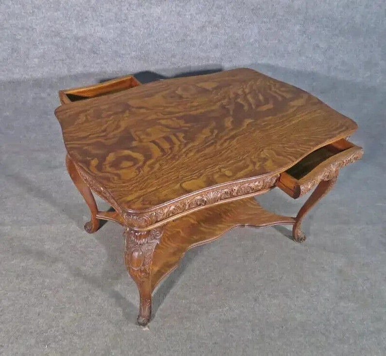 Circa 1890s Carved Solid Quarter Sawn Oak Victorian Center Table ...