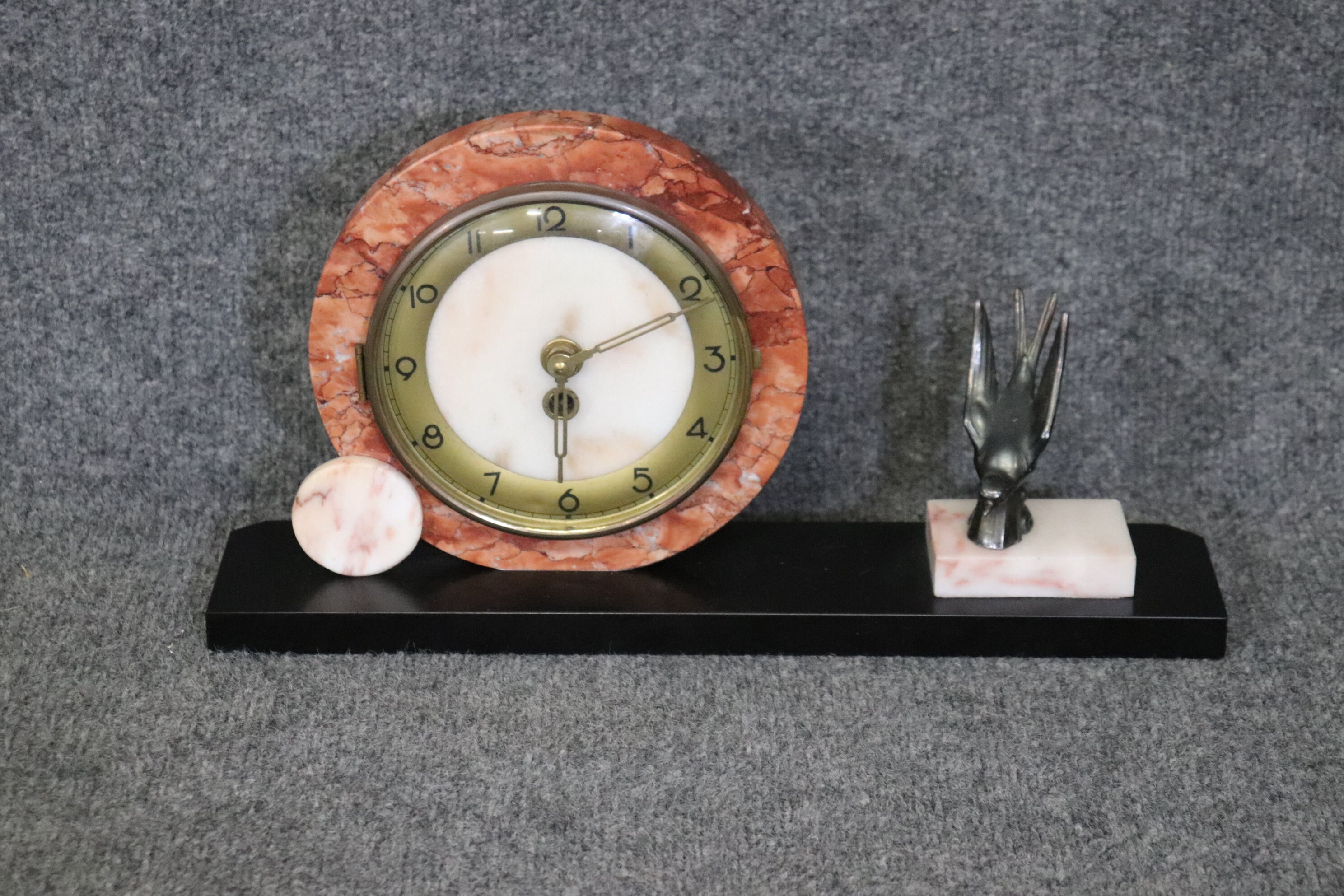 Vintage Art Deco Marble and Alabaster Mantle Clock, MCM, MCM Decor, MCM ...