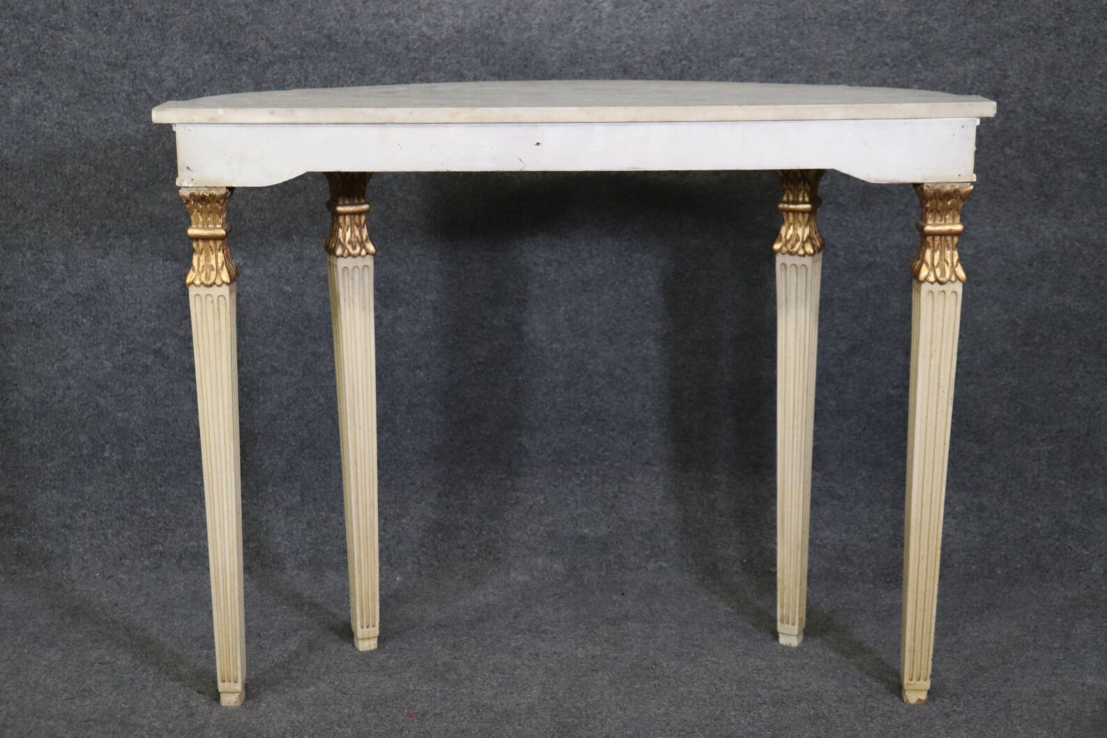 French Directoire Louis XVI Style White Paint Decorated Marble Top ...