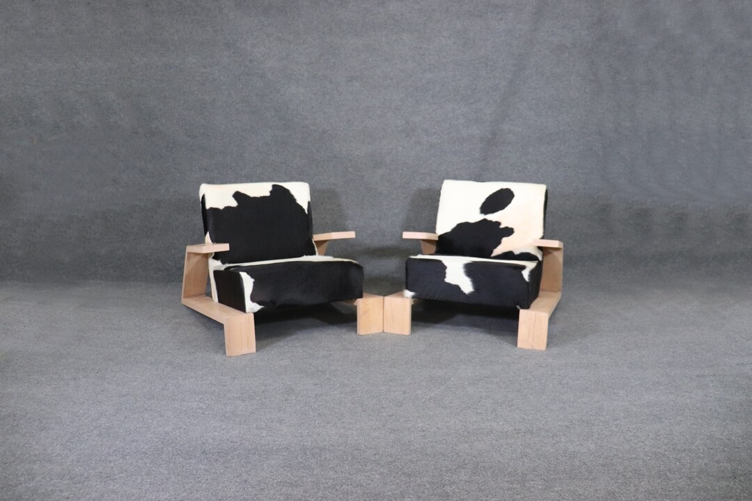 Mid Century Modern MCM Pair Cowhide Lounge Chairs Armchairs - Etsy