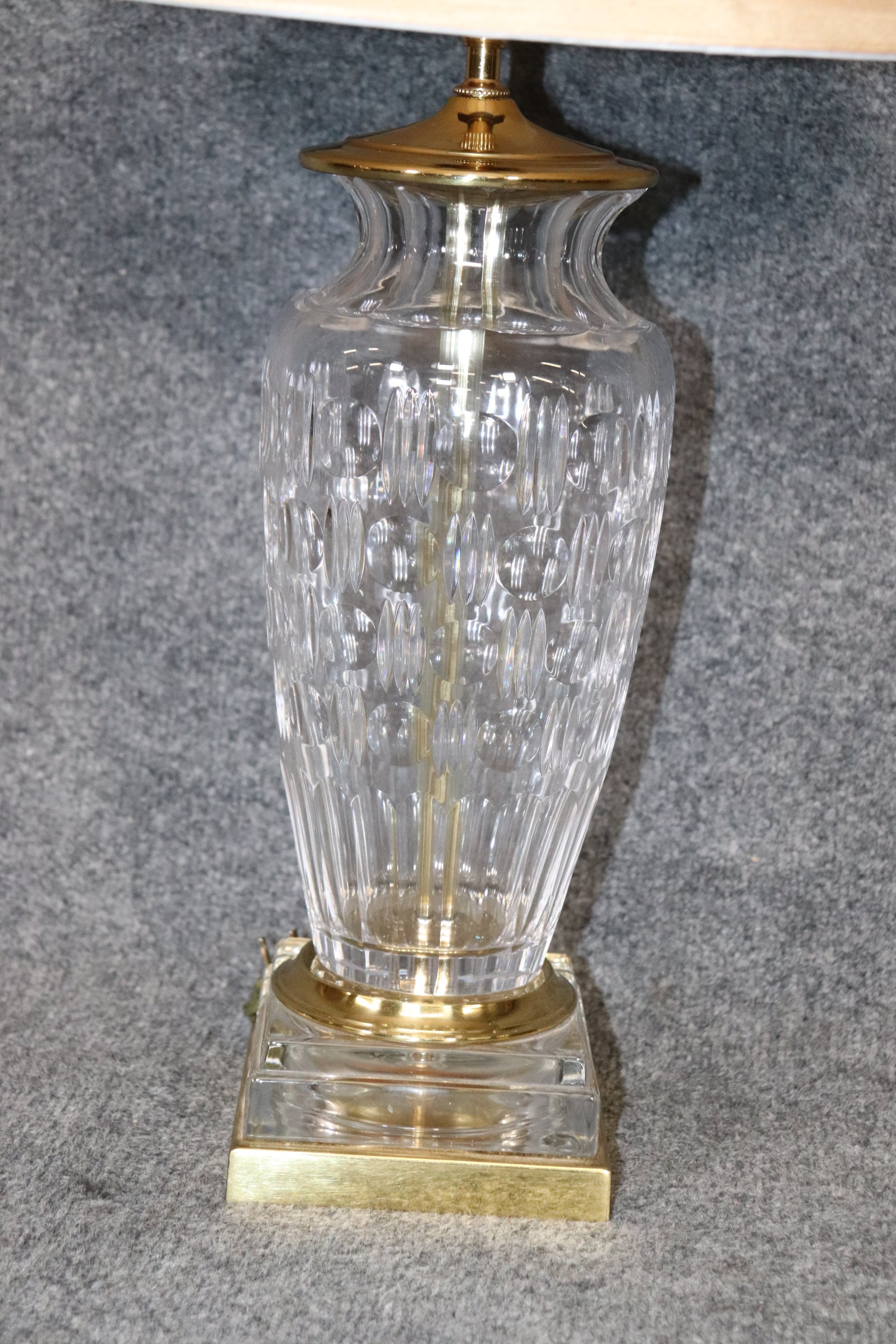 Pair of Crystal and Brass Lamps Attributed to Waterford, Pair of Lamps ...
