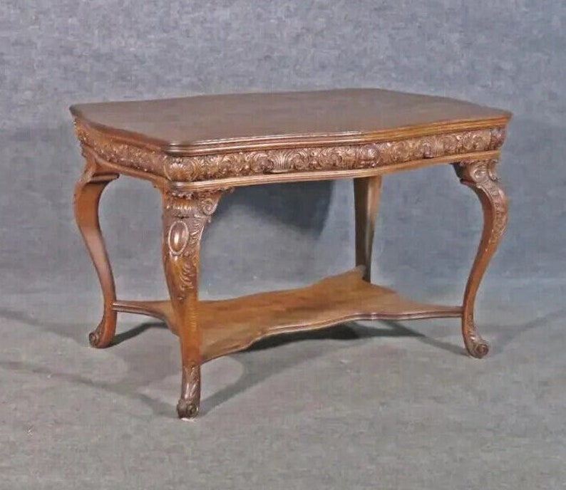 Circa 1890s Carved Solid Quarter Sawn Oak Victorian Center Table ...