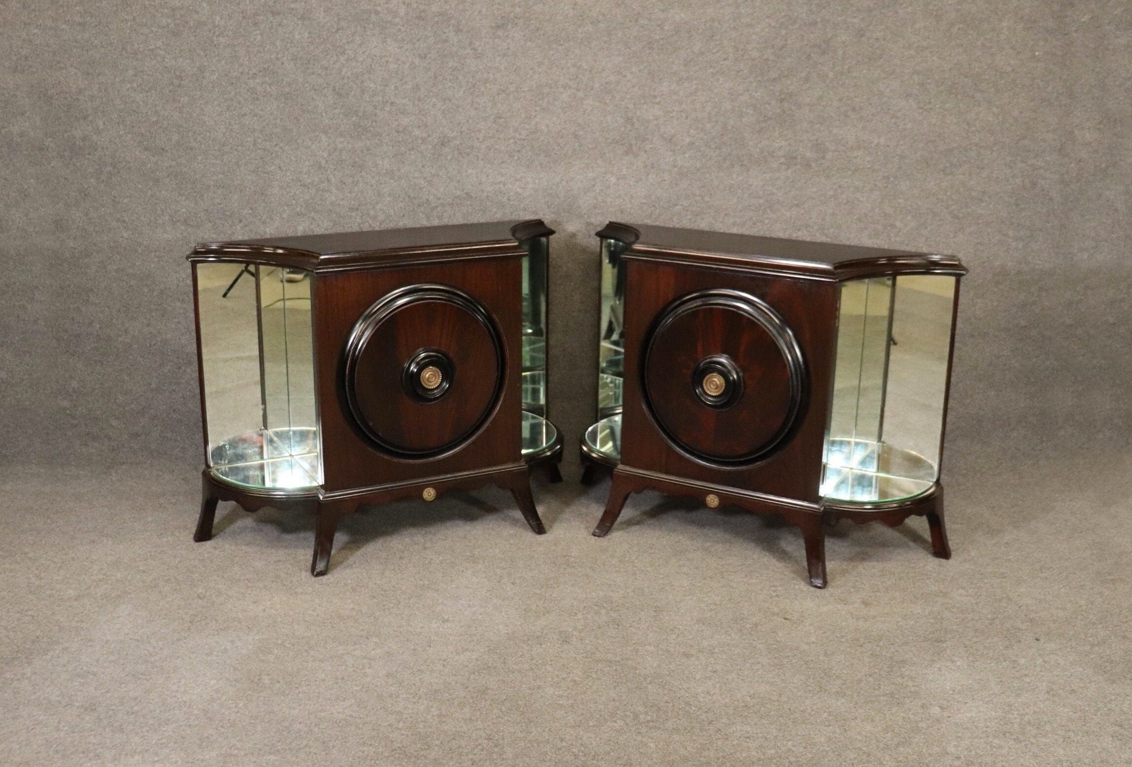 Pair of Regency Grosfeld House Style Mahogany Console Tables Cabinets ...