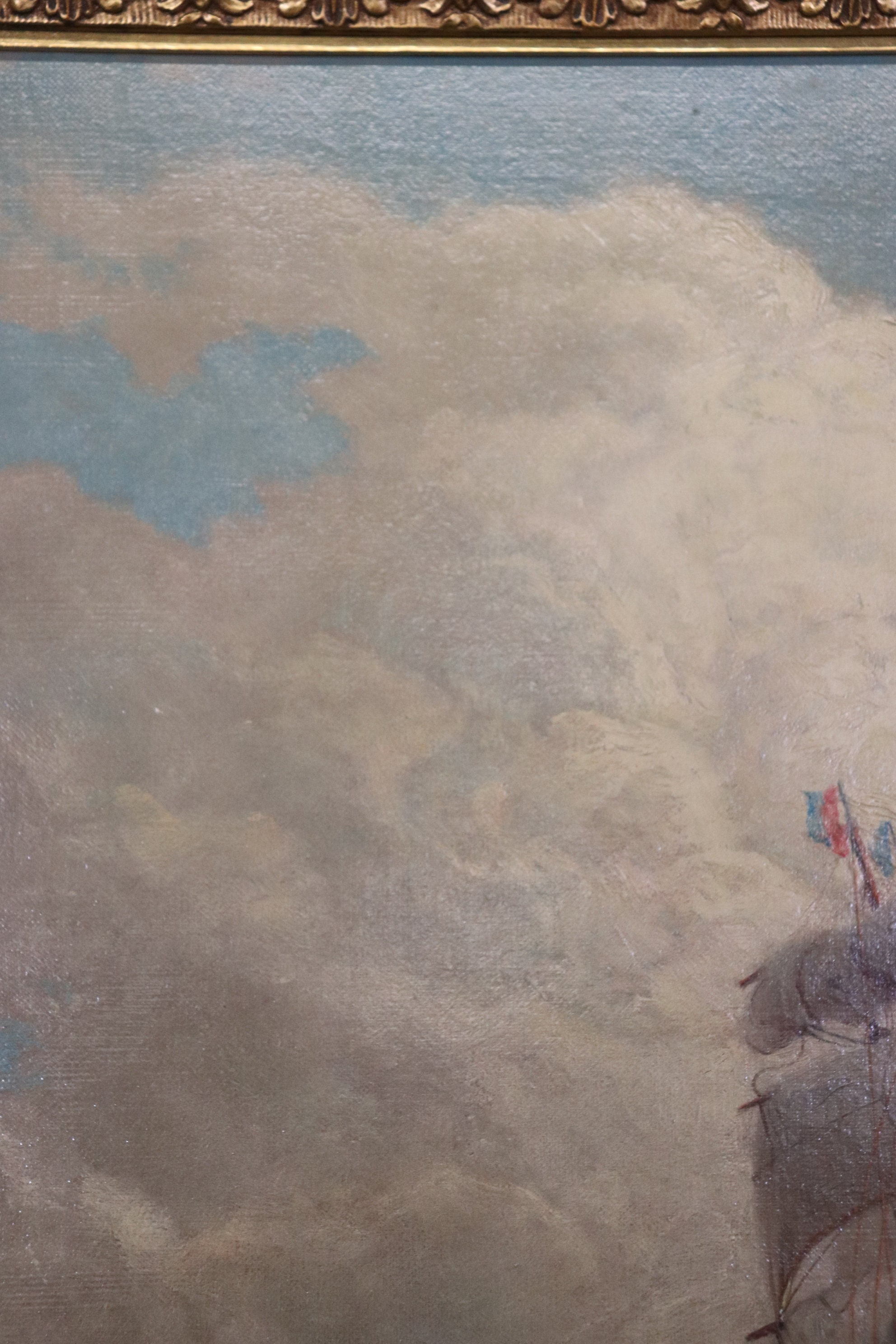 American Classical Signed James Gale Tyler Painting of a Ship Sailing ...