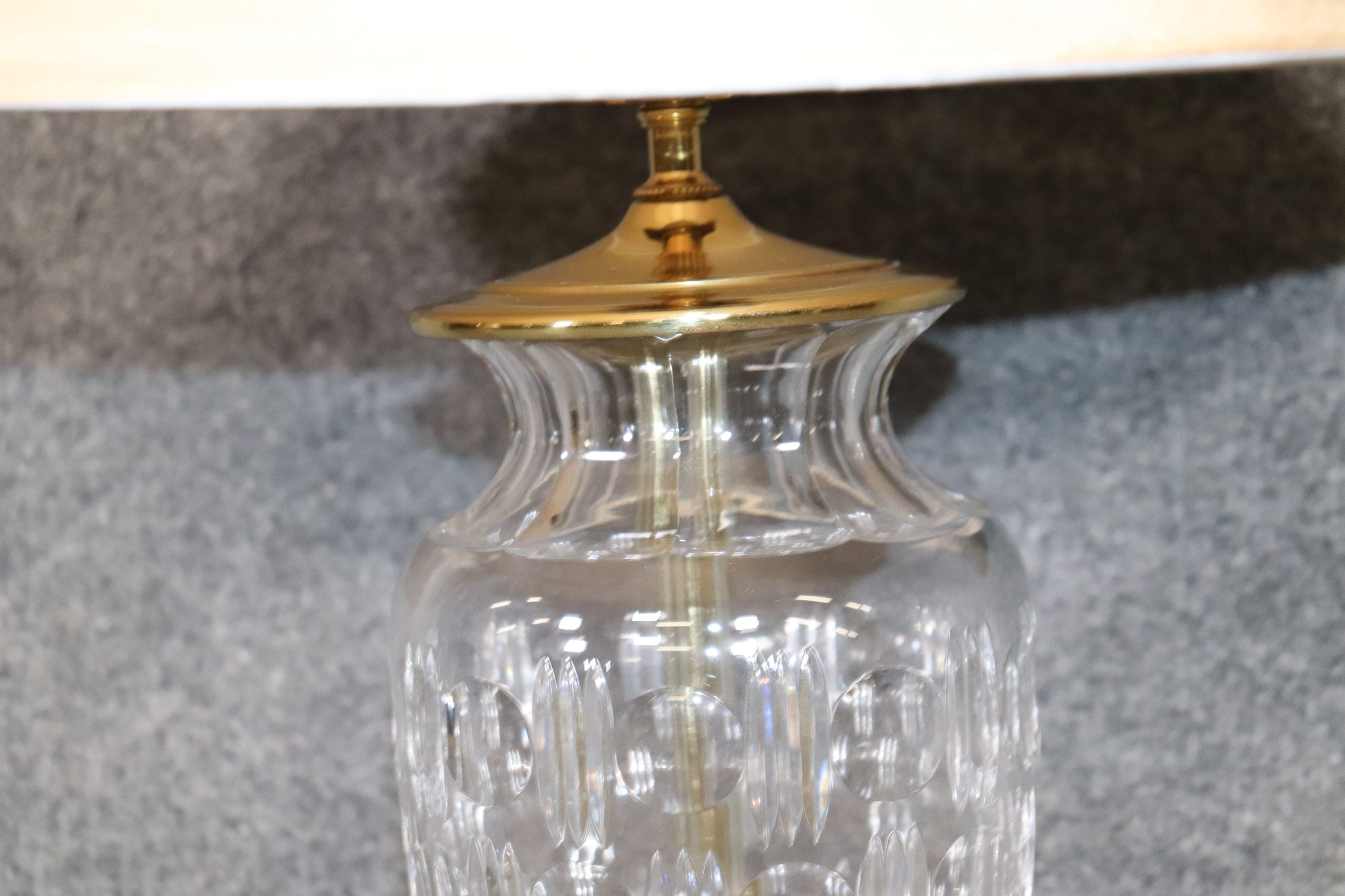 Pair of Crystal and Brass Lamps Attributed to Waterford, Pair of Lamps ...