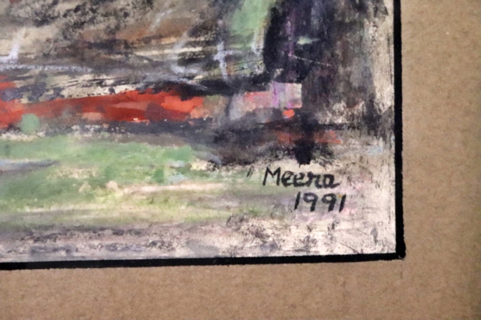 Vintage Framed Signed Meera Devidayal indian, B. 1947 Untitled Gouache ...