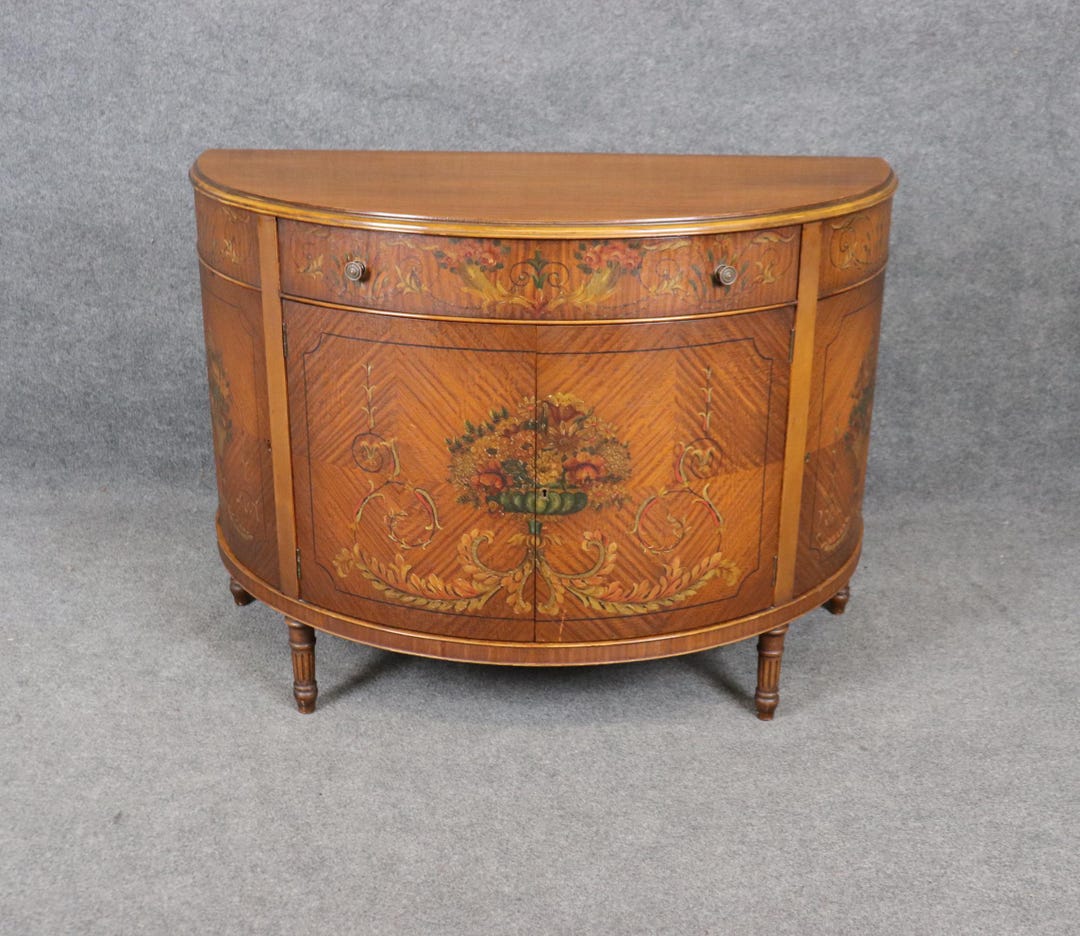 Vintage Adams Style Paint Decorated Demilune Commode, 1940s Cabinet - Etsy