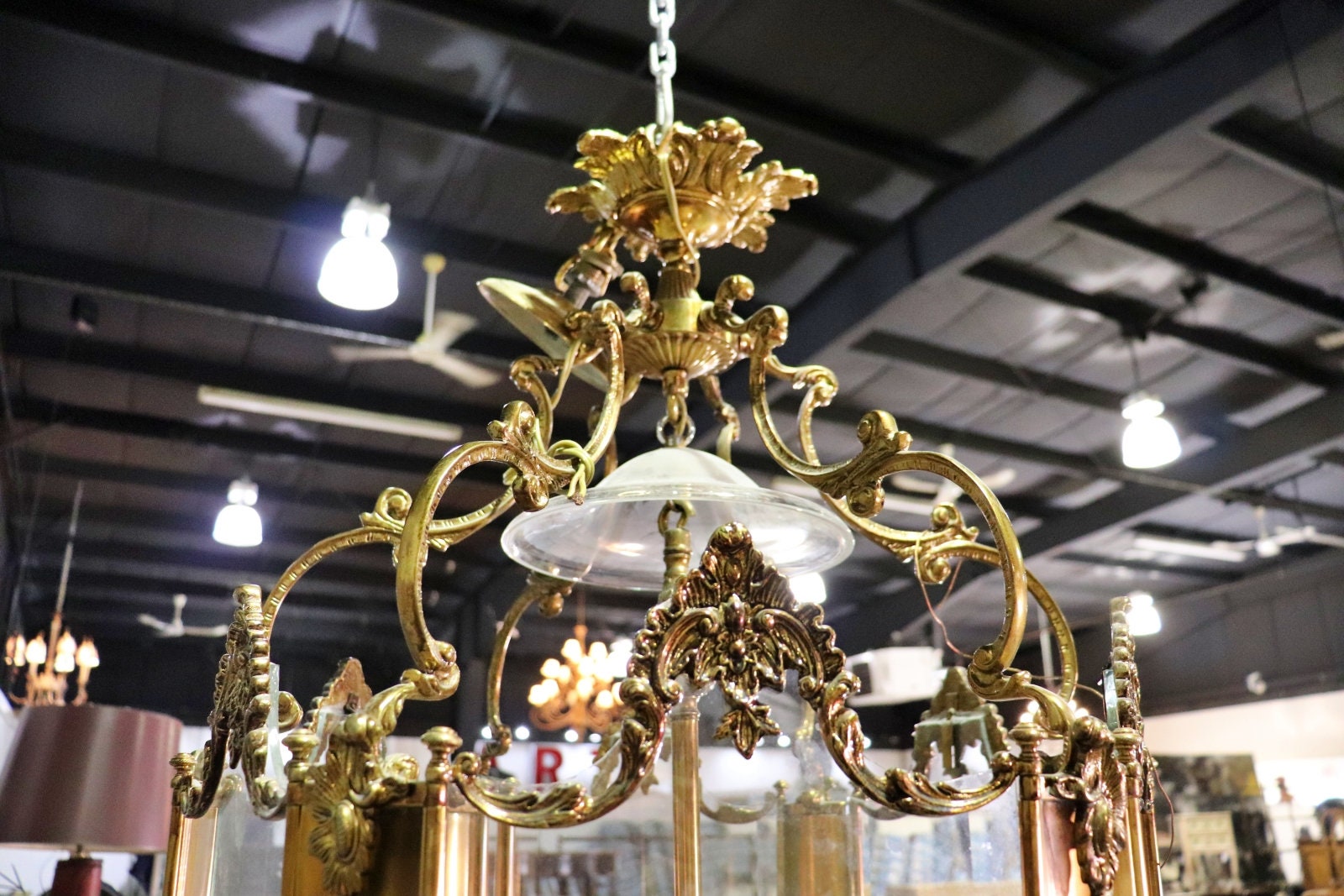 Vintage French Rococo Style Brass Lantern Chandelier, Vintage Decor ...