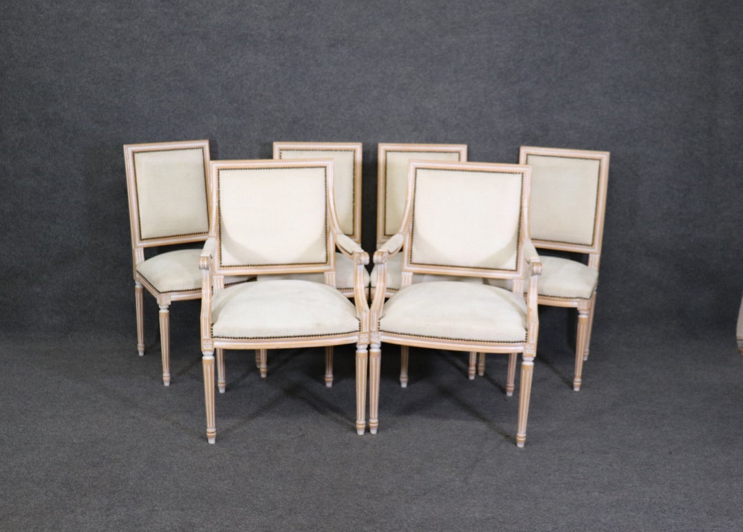 6 Louis XVI Style Paint Decorated Dining Room Chairs, Furniture, Side ...