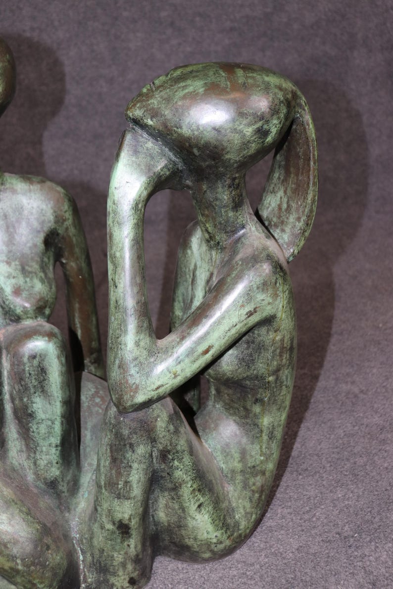 Signed Mid Century Modern Bronze Alien Sculpture, Bronze Statue ...