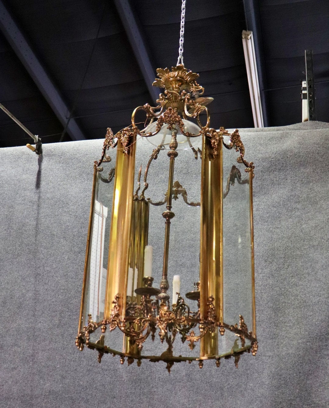Vintage French Rococo Style Brass Lantern Chandelier, Vintage Decor ...