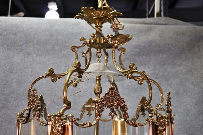 Vintage French Rococo Style Brass Lantern Chandelier, Vintage Decor ...