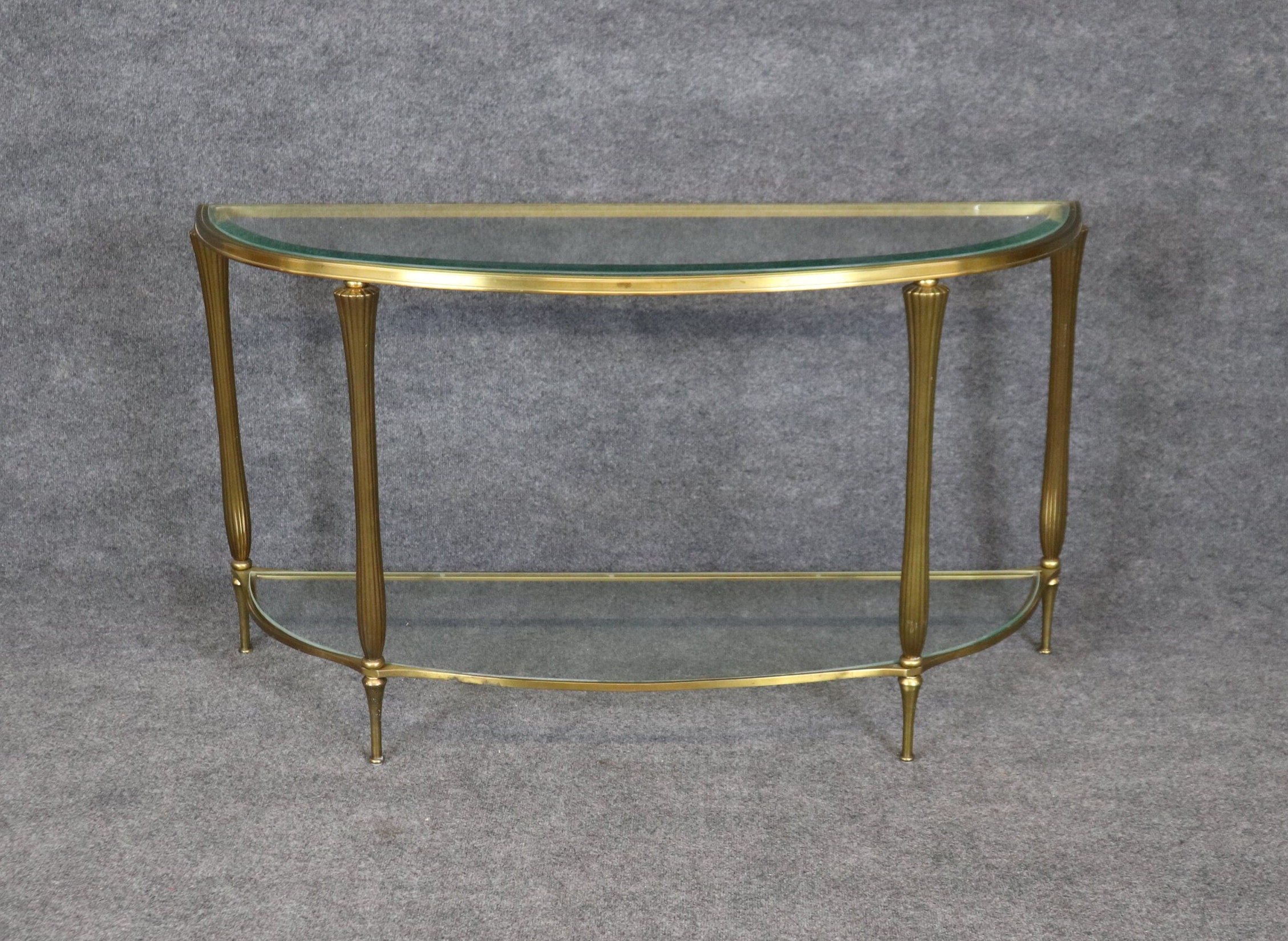 Hollywood Regency Style Brass Glass Two Tier Glass Top Demilune Console Table Sofa Table Accent Table Gold Table Modern Furniture Retro Etsy